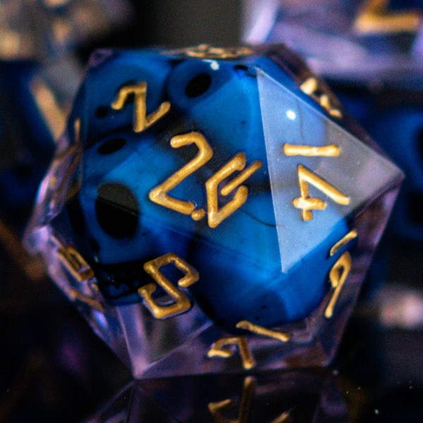 Corpse Blue and Lavender Sharp-Edged Resin Dice Set – Misty Mountain Gaming