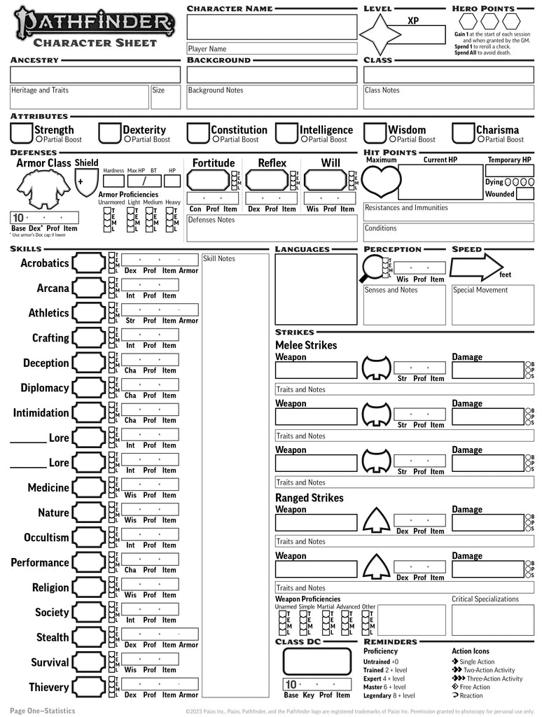 Pathfinder Official Character Sheet (PDF Download) – Misty Mountain Gaming