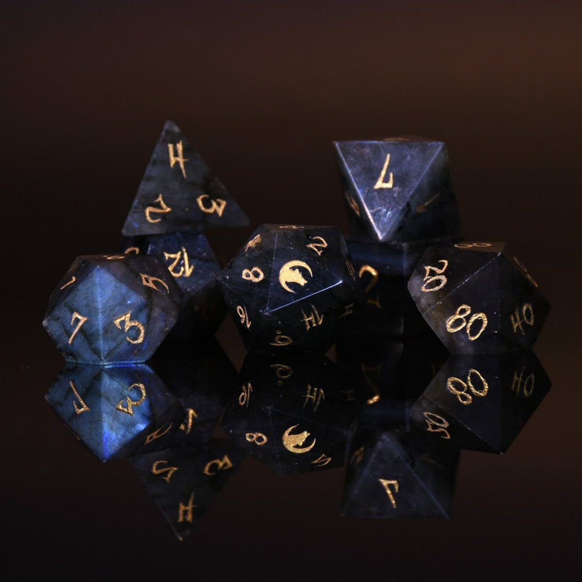 Werewolf Labradorite "Moonstone" Stone Dice Set – Misty Mountain Gaming