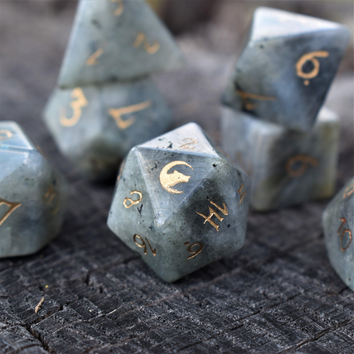 Werewolf Labradorite "Moonstone" Stone Dice Set – Misty Mountain Gaming